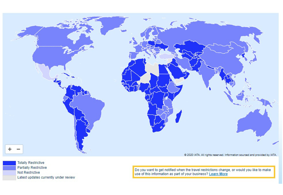 IATA launches COVID-19 restrictions map - Hotelier Middle East